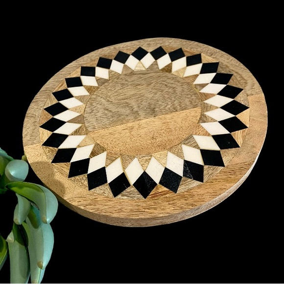 Accents | Boston Warehouse 8 Wood Resin Trivet Round Riser Decor Black ...